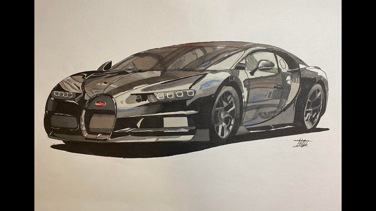 Drawing a SUPER REALISTIC BUGATTI CHIRON... *crazy* - YouTube