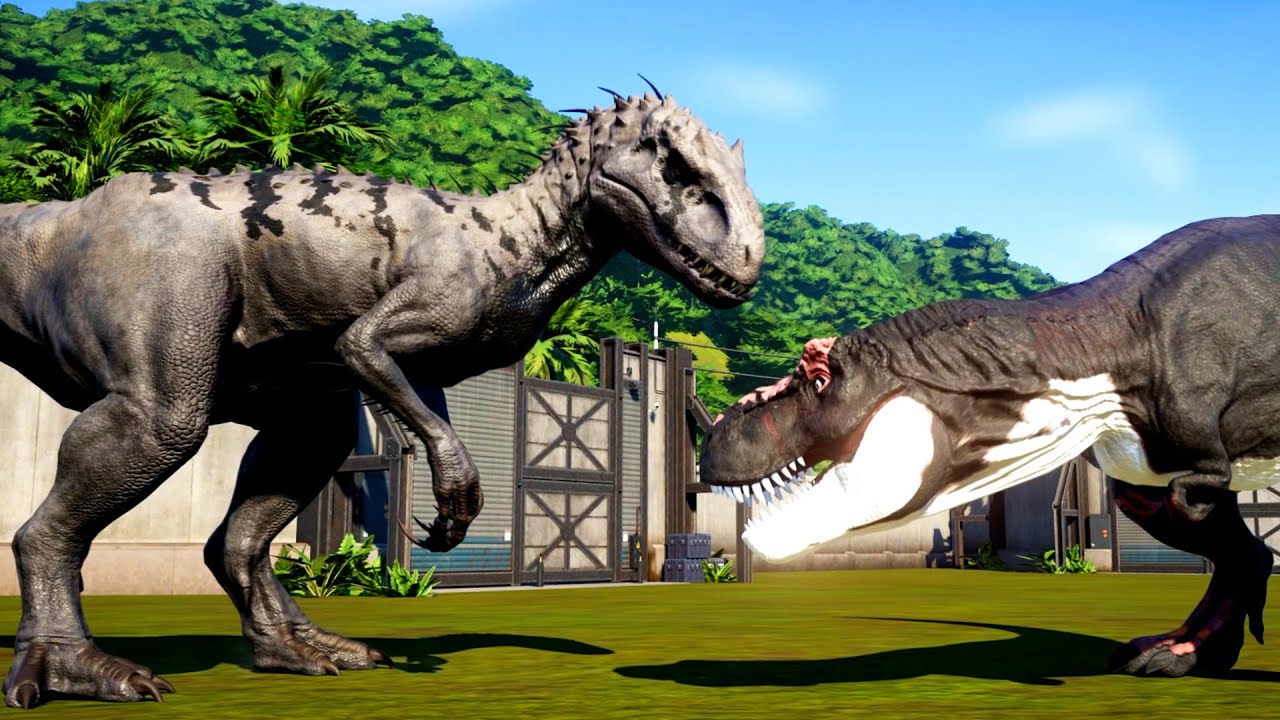 indominus rex vs tyrannosaurus rex vs godzilla DInosaurs fighting in ...