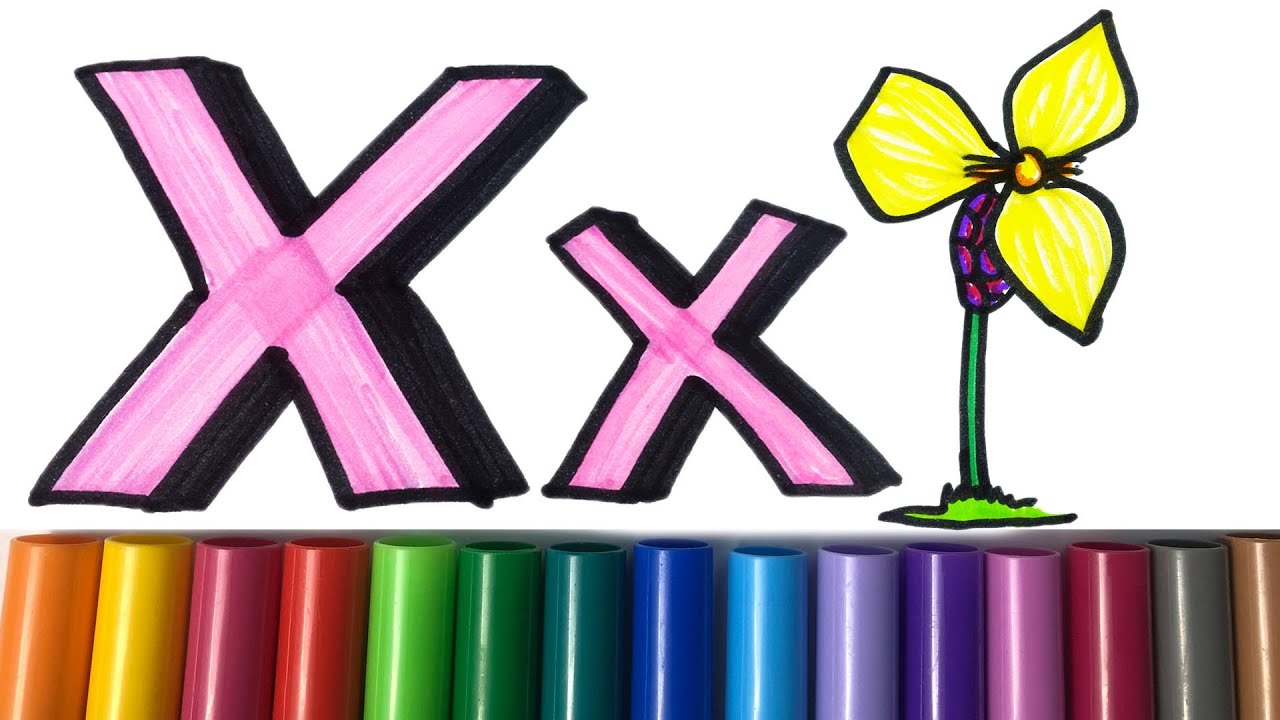 Learning letter X phonics in 1 minute drawing Crayola Color Markers ...