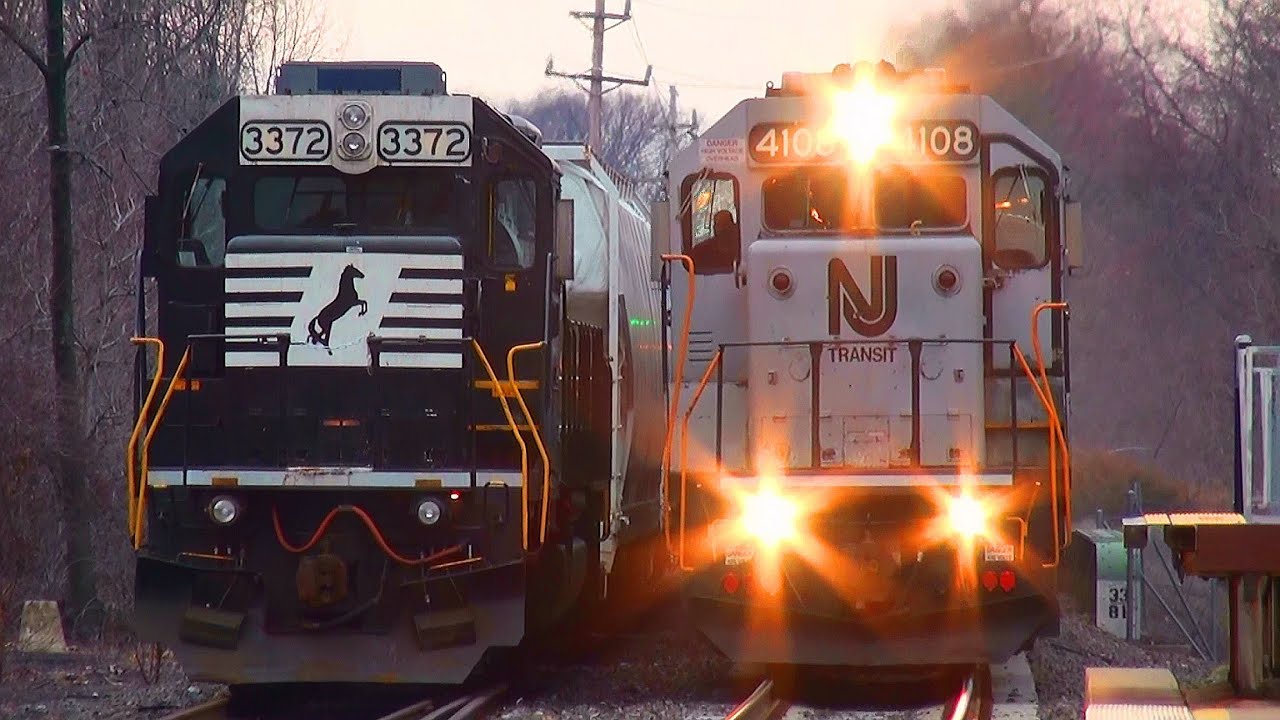 NJ Transit Denville Railfanning 1/16/2014: NS SD40-2 on H-02, Ex CNJ ...