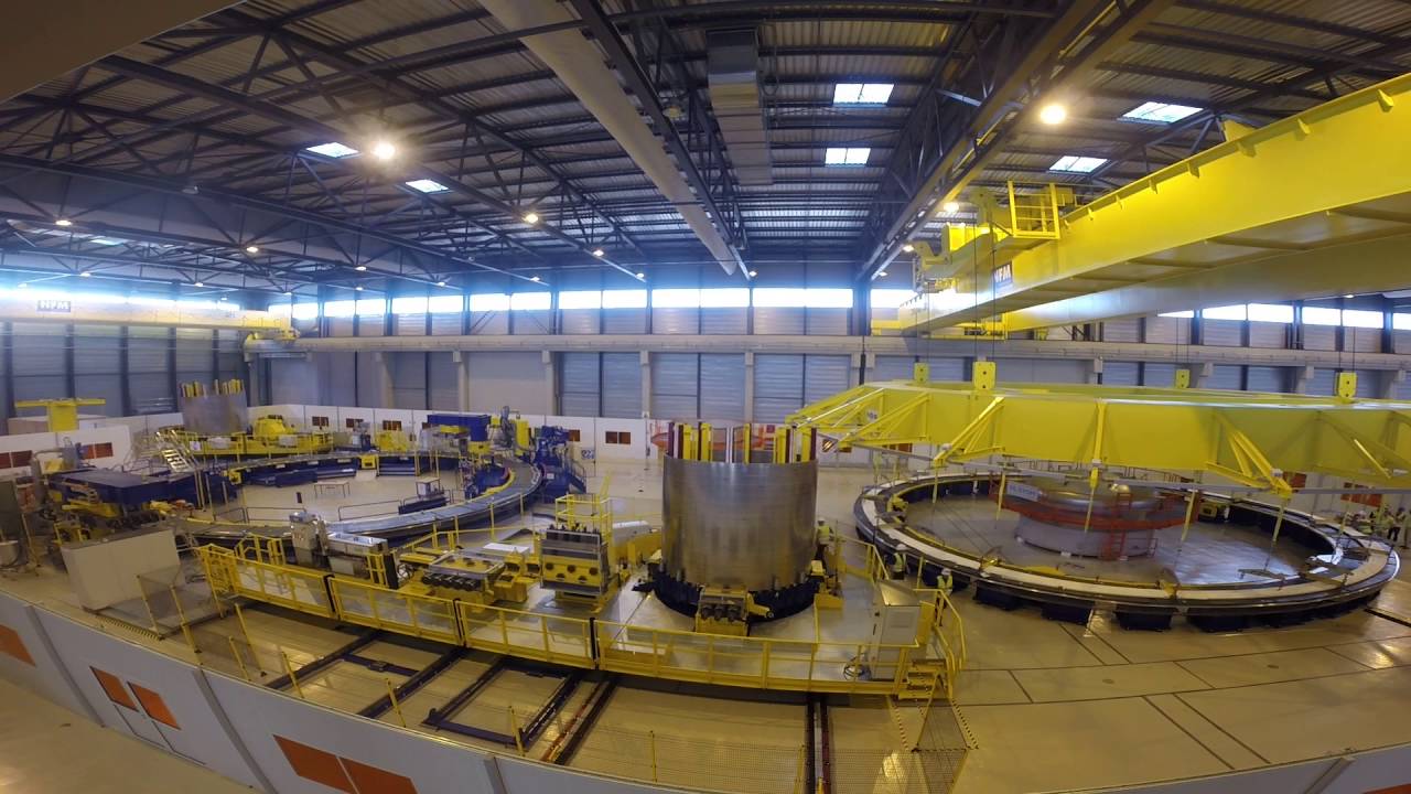 Time lapse from inside the Poloidal Field Coils Winding Facility - YouTube