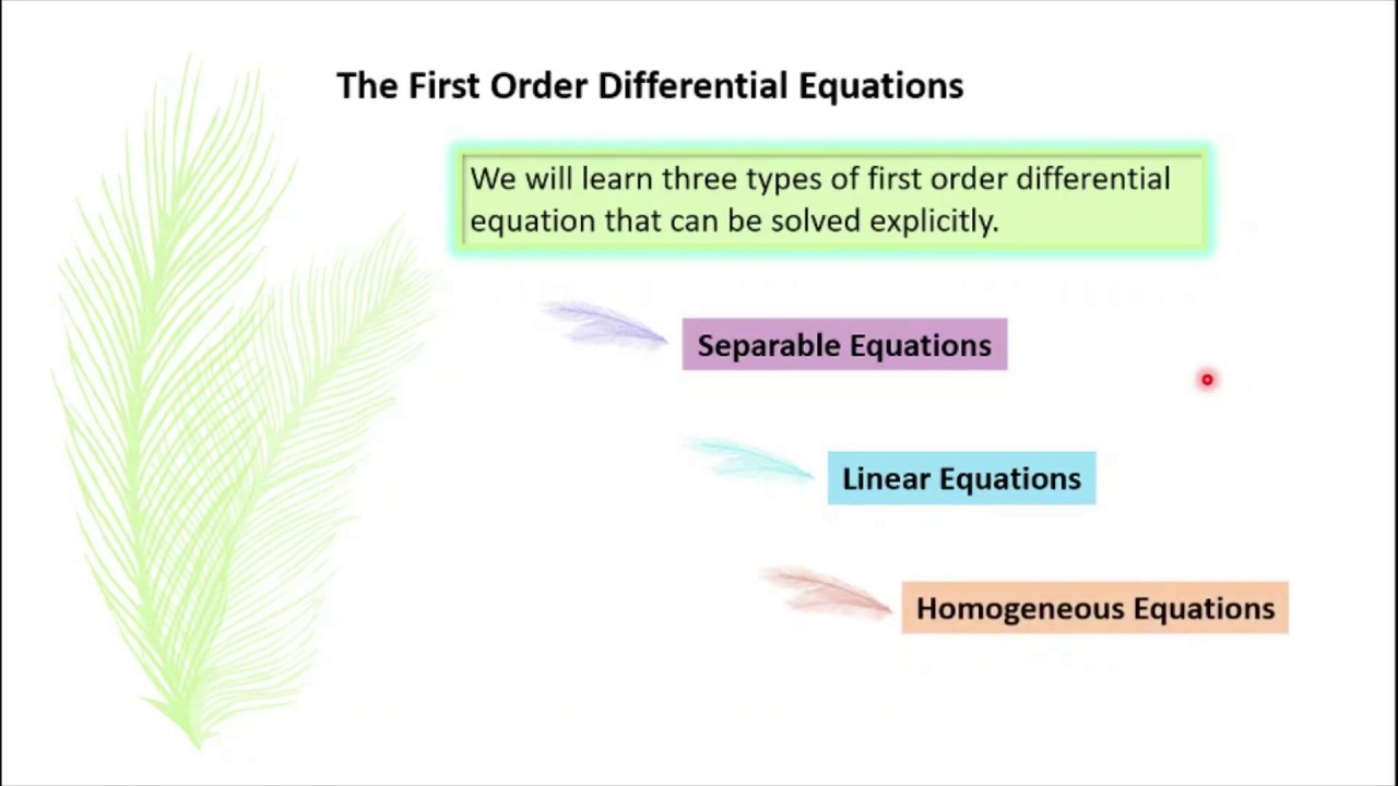 Introduction to the First Order Differential Equations - YouTube