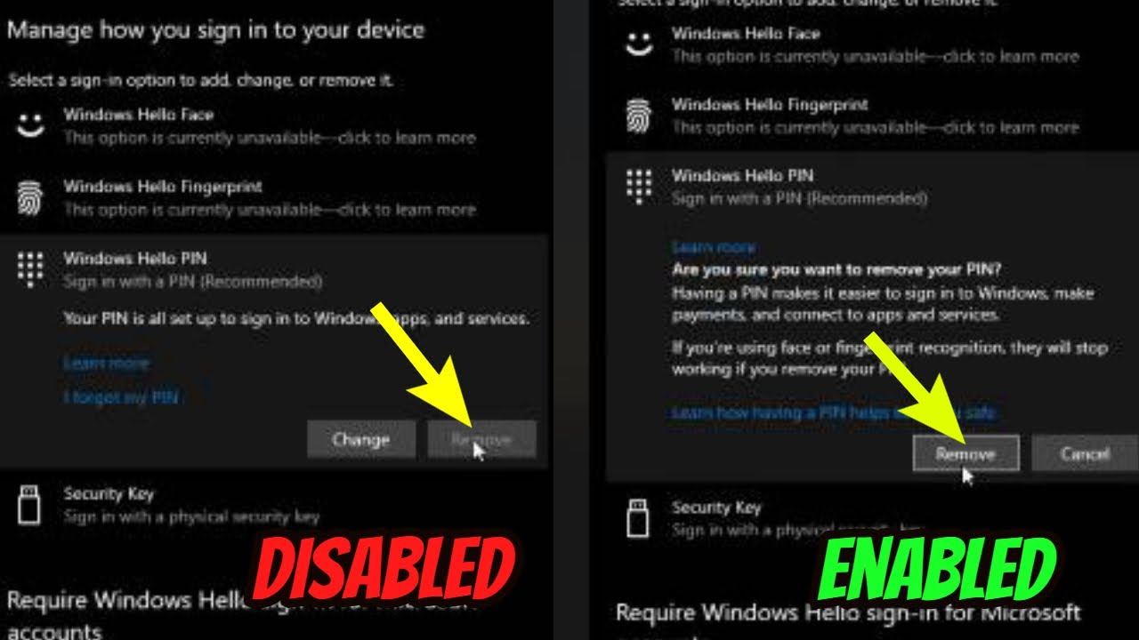 How To Disable The Annoying Windows Hello Pin - YouTube