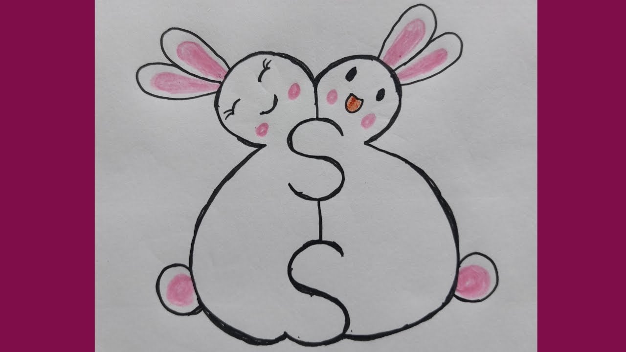 Two Little Cute Animals Drawing/Couple animal drawing/Very Easy Rabbit ...