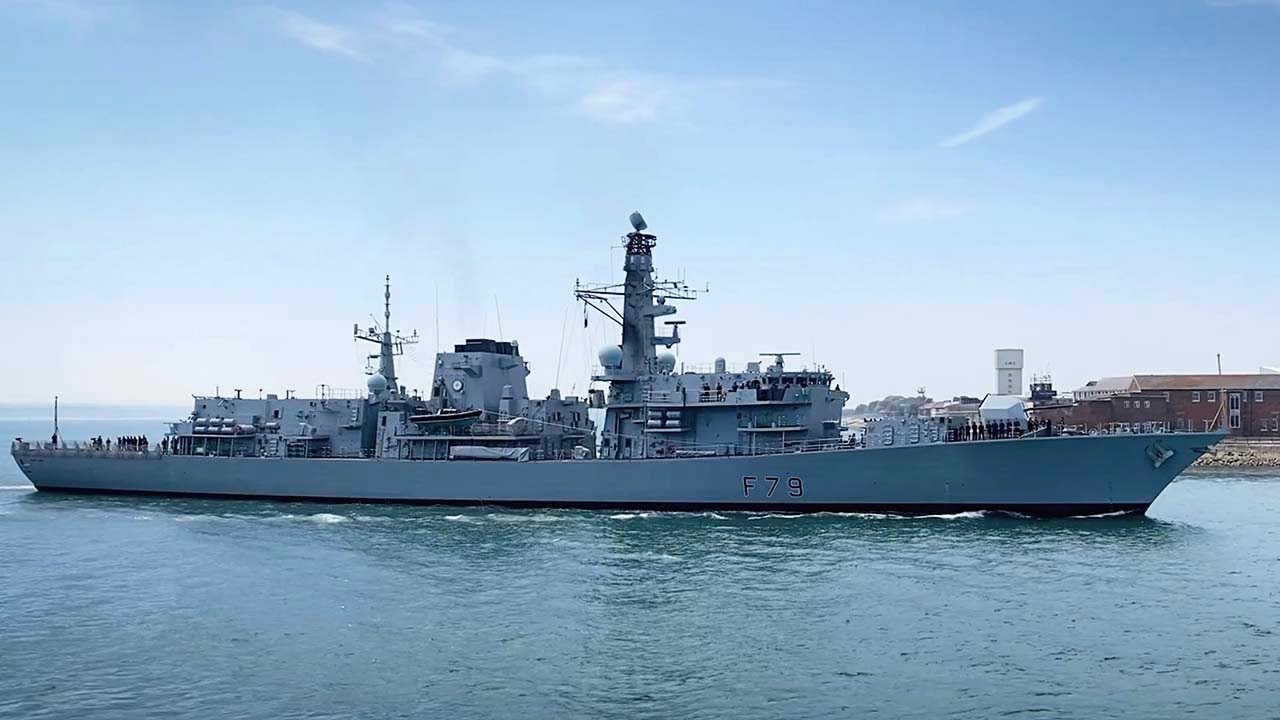 HMS Portland makes first visit to Portsmouth since major refit - YouTube