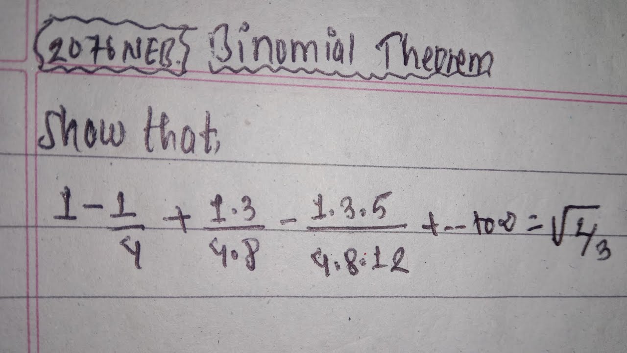 class 12 binomial theorem/NEB most important question 2079/basic ...