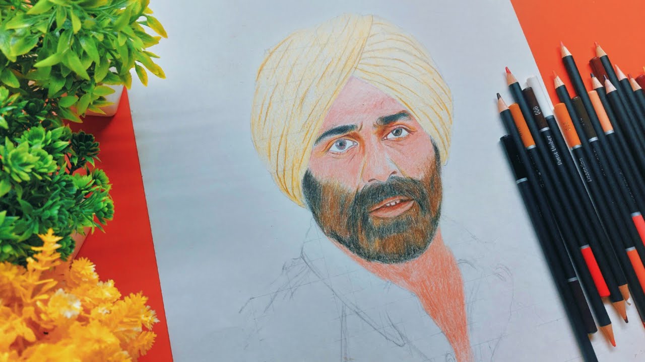 gadar 2 drawing //sani deol drawing #gadar2 #gadar #drawing - YouTube