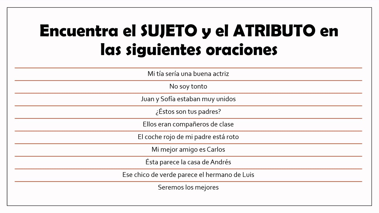 La oración simple: el atributo y el complemento directo - YouTube