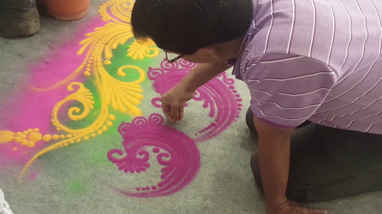 Diwali special Rangoli Designs Wedding Rangoli by Satish Thavi - YouTube