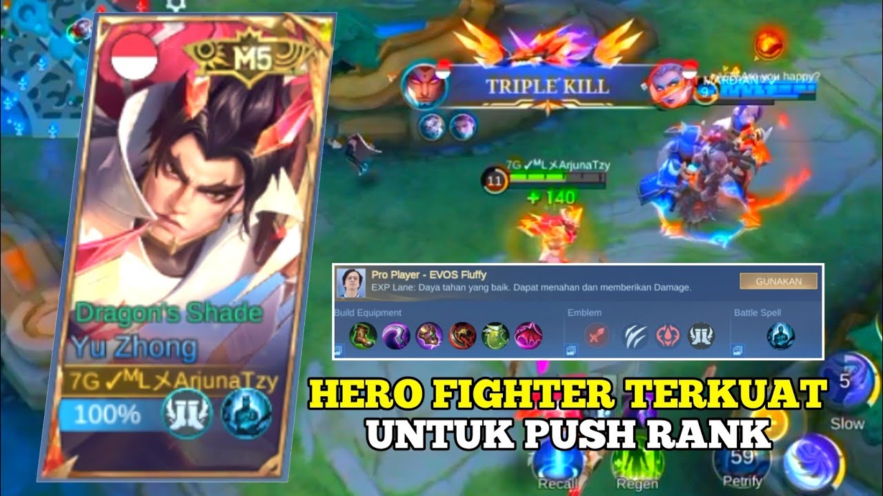 HERO FIGHTER ML TERKUAT UNTUK PUSH RANK S32_FULL GAMEPLAY YU ZHONG AND ...