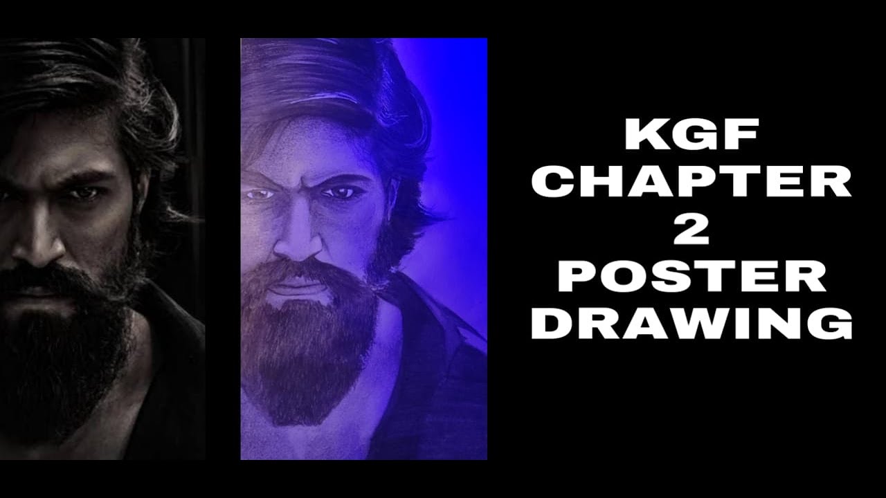 KGF Chapter 2 poster Drawing | ROCKY BHAI Potrait | - YouTube