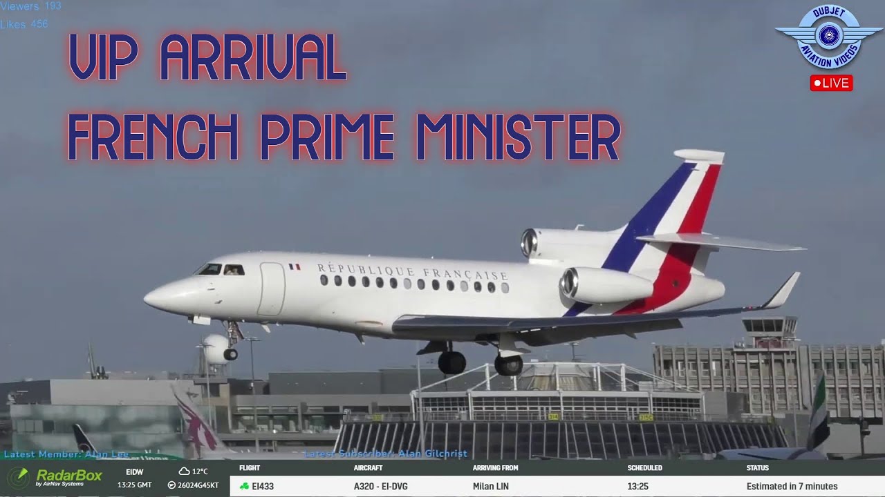 VIP Arrival - French Prime Minister lands at Dublin Airport during ...