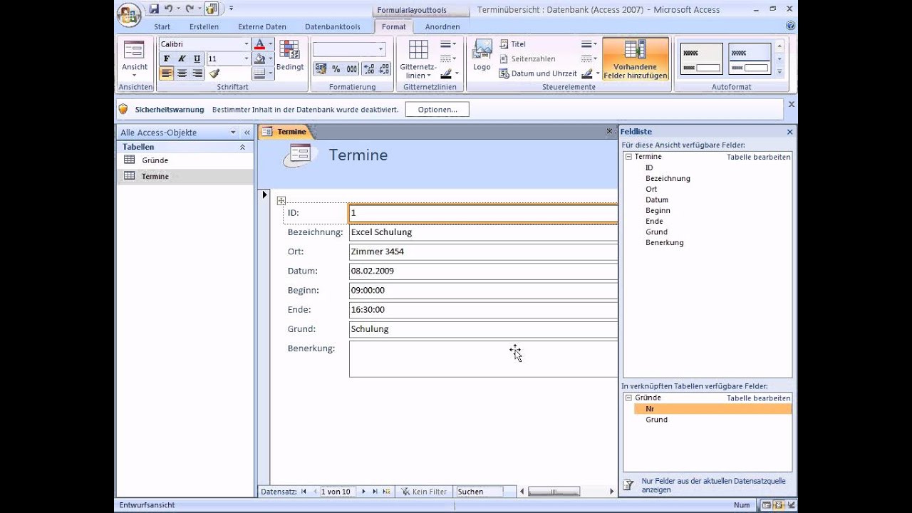 Access 2007 Autoformular erstellen - YouTube