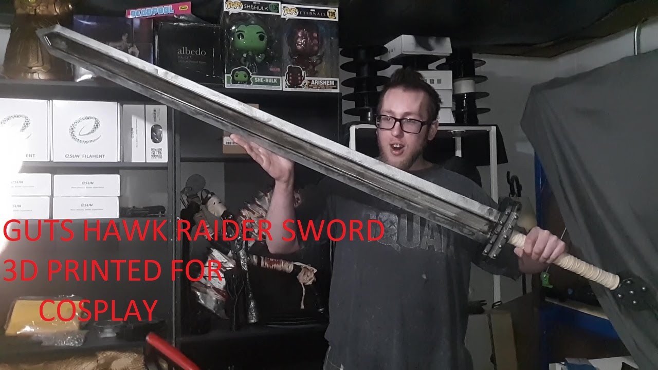 3d Printed Guts Berserk Hawk Raider Sword this thing is huge - YouTube