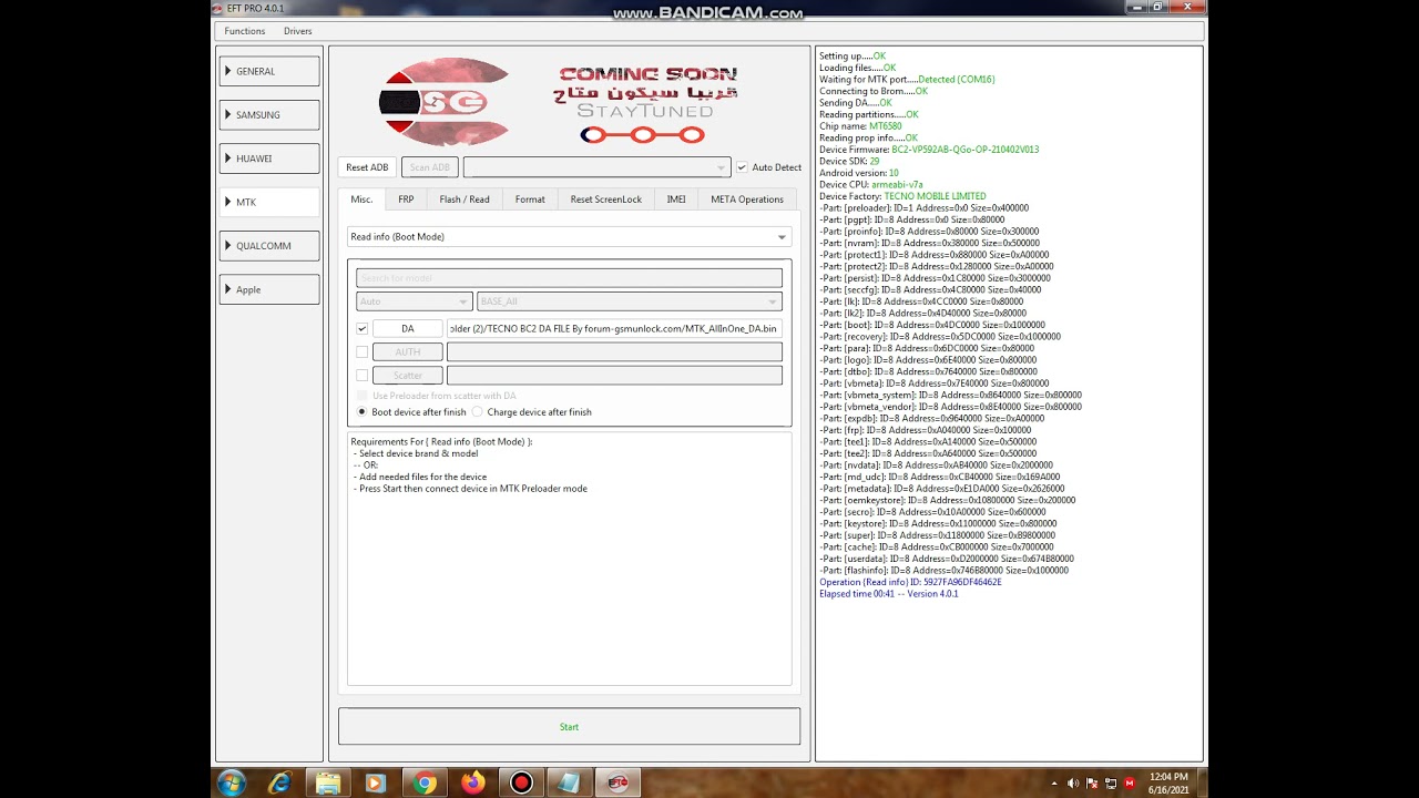 TECNO POP4 BC2 RESET AND FRP REMOVE WITH EFT DONGLE - YouTube