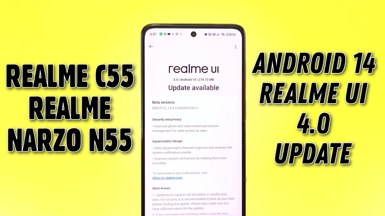 Realme C55 And Realme Narzo N55 Android 14 Beta Update - YouTube