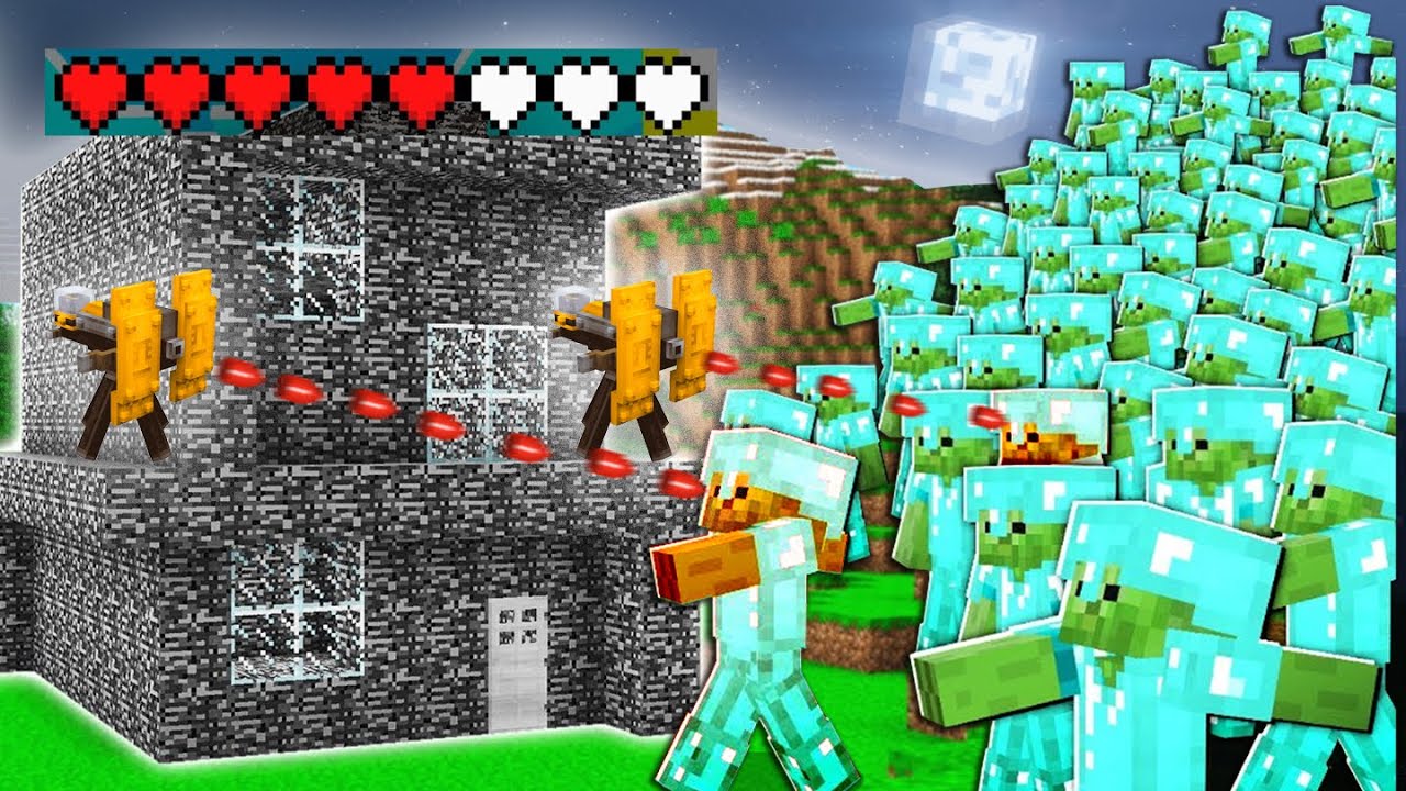 BEDROCK HUIS vs 1000 DIAMOND ZOMBIES In MINECRAFT! - YouTube