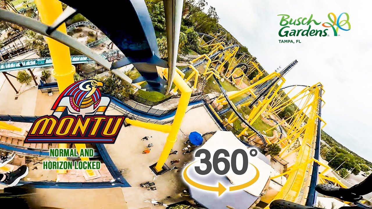 VR 360 Montu Roller Coaster Front Row On Ride POV Busch Gardens Tampa ...