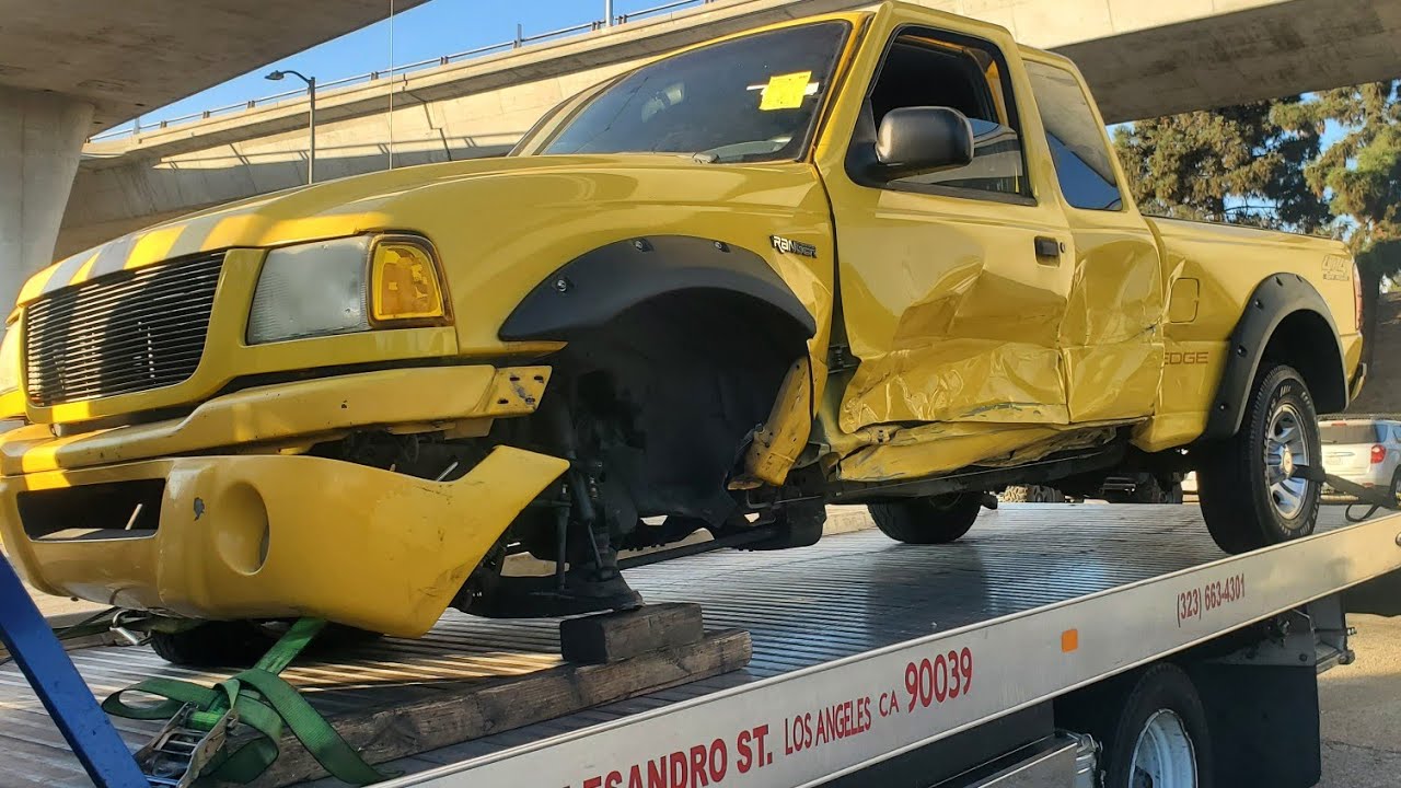towing ford ranger with broken Ball joint and axel - YouTube