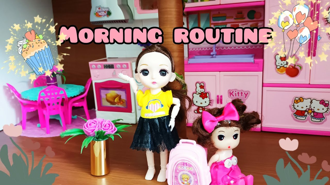 Cute Doll Morning Routine🧁 | Cute Doll Dress Up👗🎒| Barbie Doll House ...