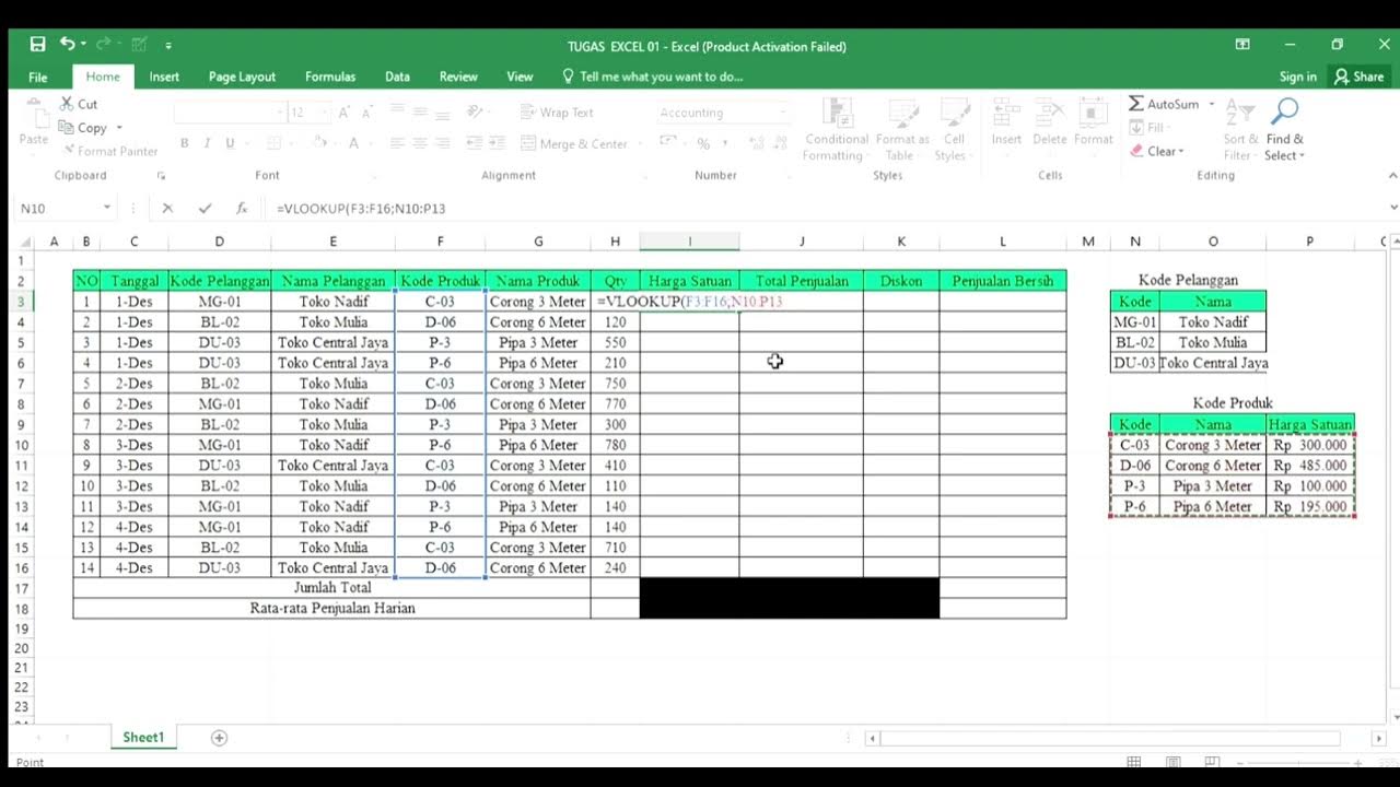 tutorial membuat tabel di Microsoft excel dengan rumus"nya - YouTube