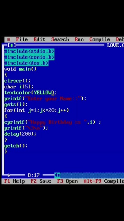 Happy birthday program using c language !master program.!#coding #trending #shorts #language ...
