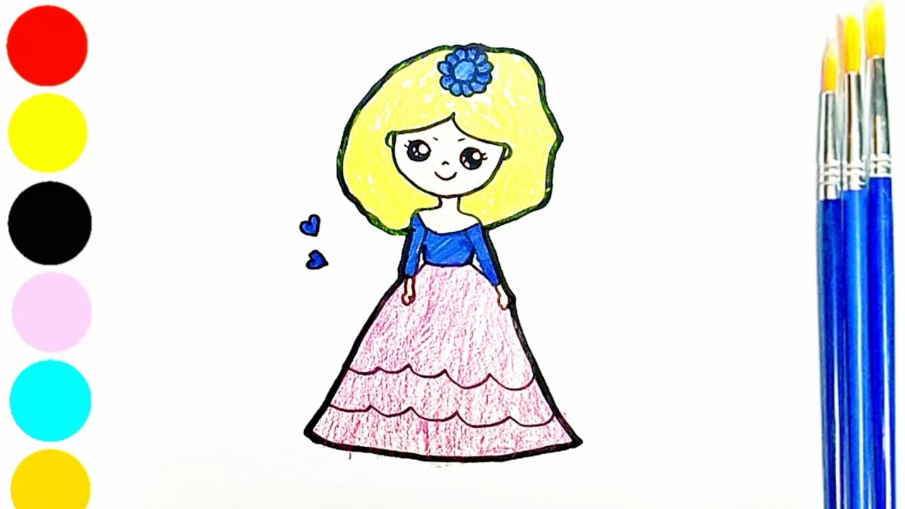 Little Girl Drawing and Coloring For Kids And Toddlers | Easy Drawing ...