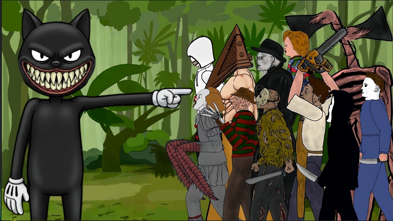 Cartoon Cat vs Jason Voorhees, Michael Myers, Freddy Krueger, IT Pennywise, Leatherface & More ...