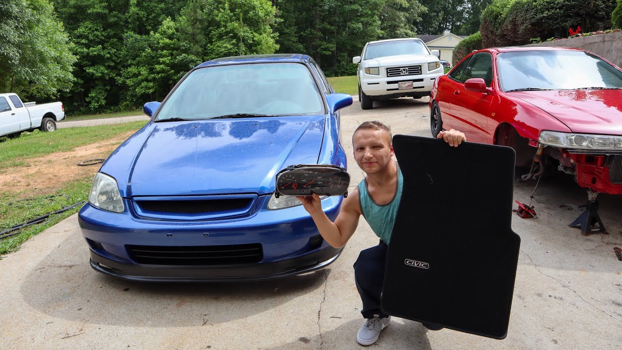 NEW CAR MATS & EM1 SI CLUSTER BUT IT DIDN'T WORK? IDK WHY - YouTube