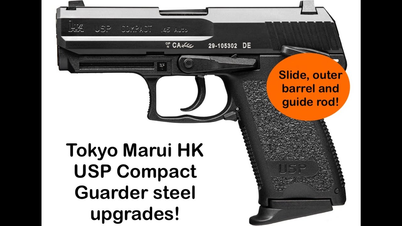 Tokyo Marui H&k USP Compact Guarder steel slide, barrel & guide rod ...