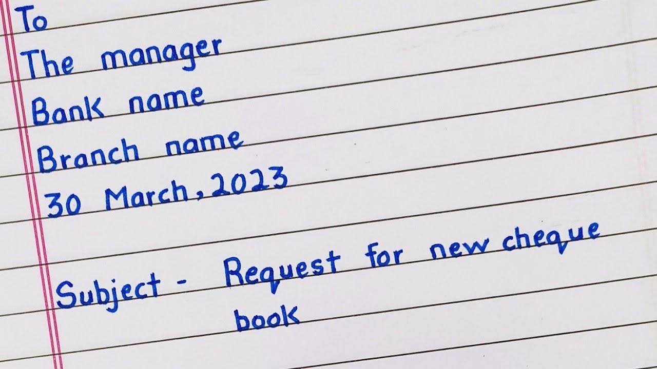 Application for new cheque book | Application to bank manager issuing ...