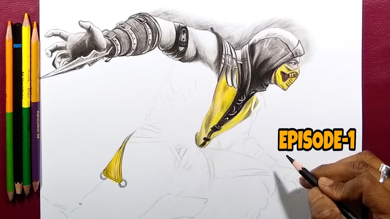 How to draw Mortal Kombat character | Episode 1| SCORPION - YouTube
