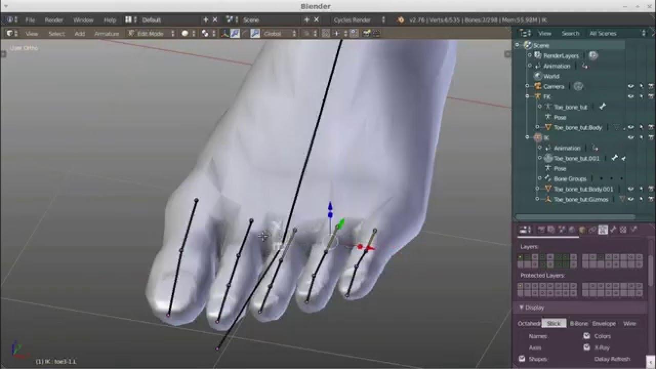 Blender 2 76b: Adding toe bones to the MHX2 rig (MakeHuman 1.1.0) - YouTube