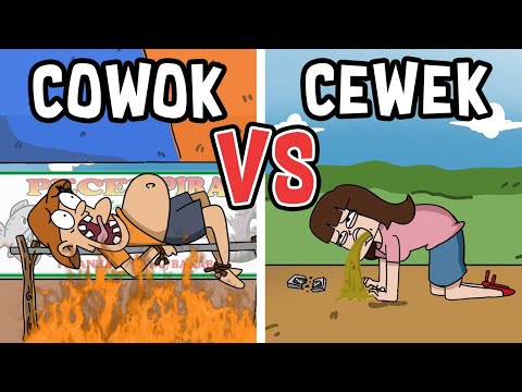 KOCAK!! CEWEK VS COWOK Saat MAKAN DI WARUNG | Kartun Acing Lucu | Funny Cartoon