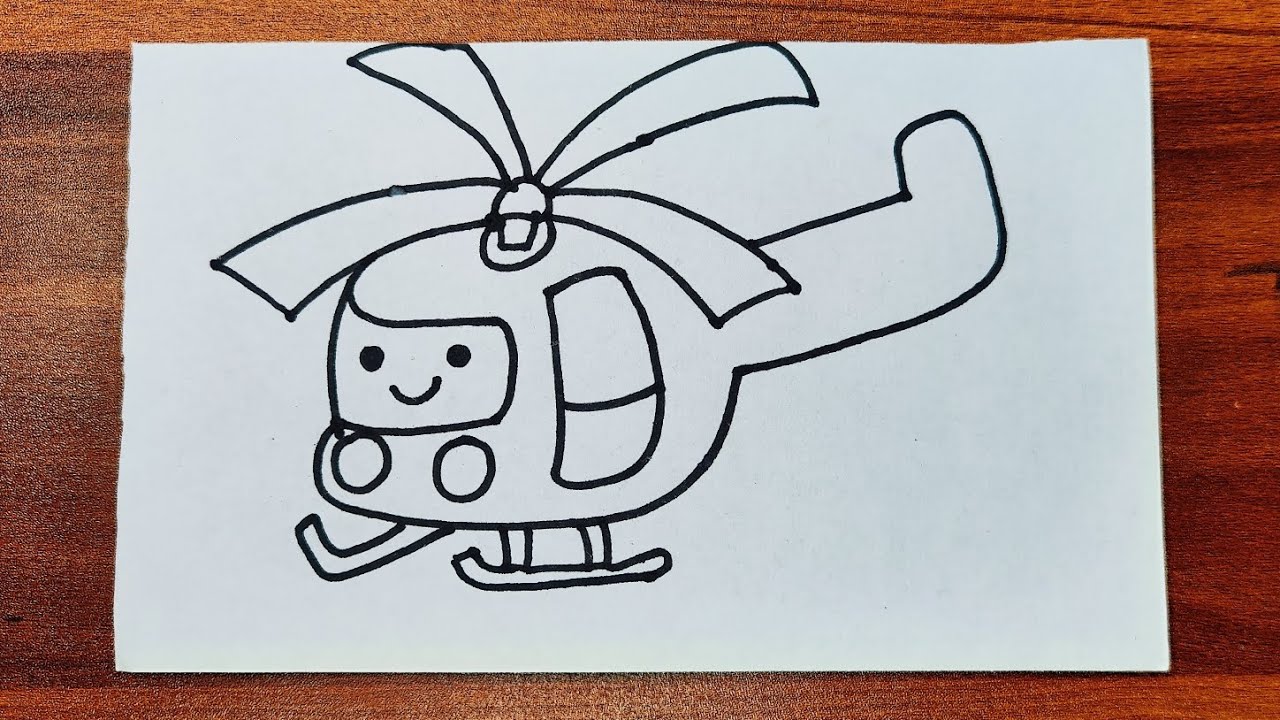 Easy Helicopter Drawing | Simple Helicopter Sketch Step by Step for ...