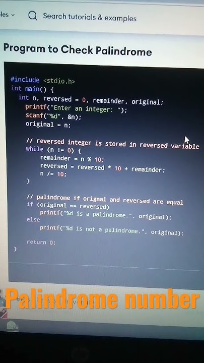 Palindrome Number Coding Datastructures Hackerrank Cprogramming