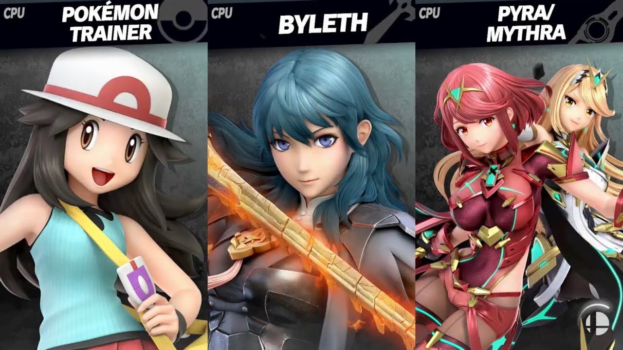 Super Smash Bros. Ultimate - Pokemon Trainer (Leaf) vs Byleth F vs Pyra ...