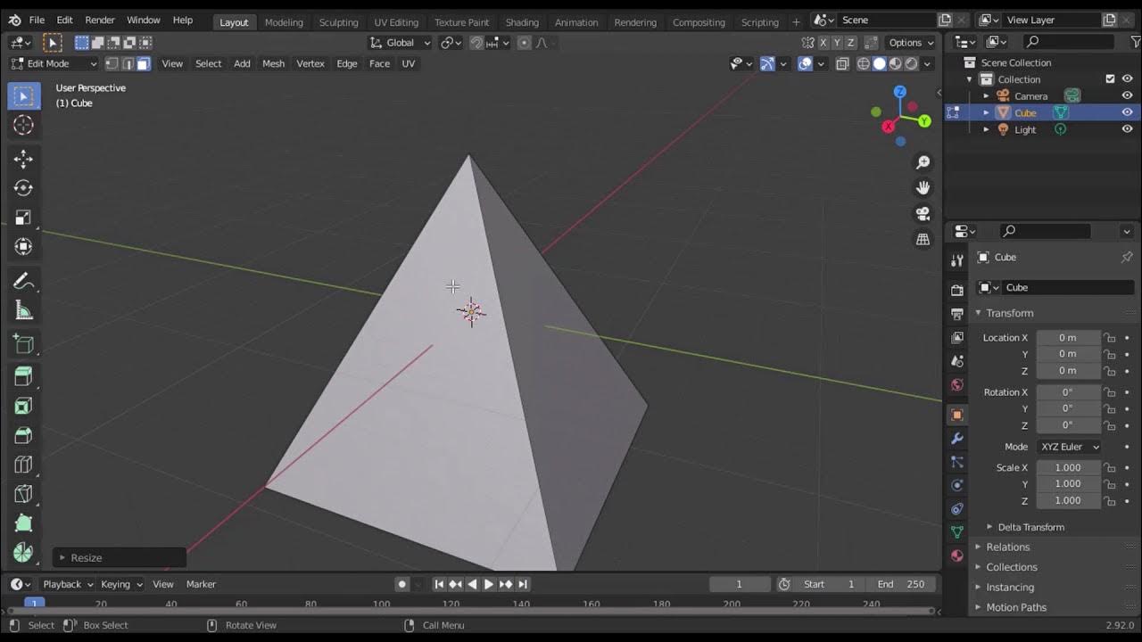 Create a 3D pyramid shape in - one minute || Blender basics || learn ...