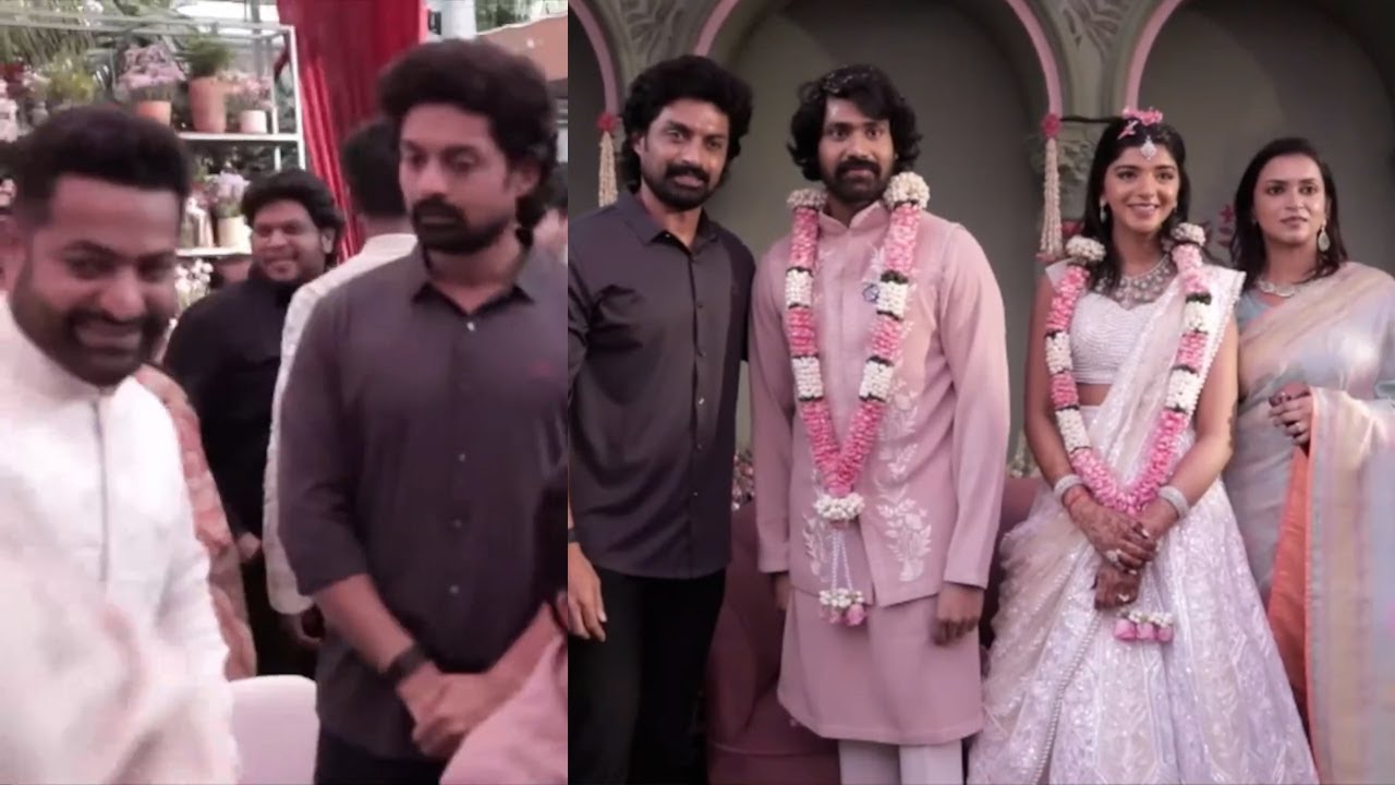 Kalyan Ram With His Wife Visuals at Narne Nithin wedding reception ...