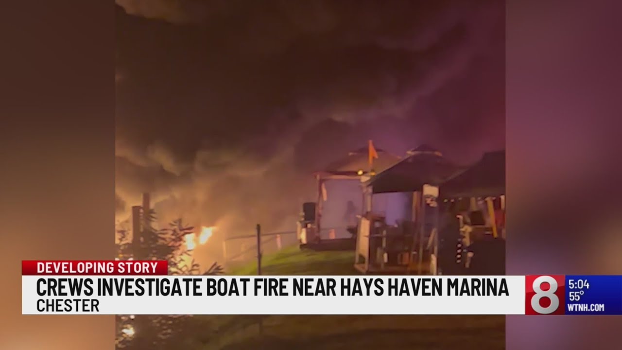 No one injured after boats catch fire at marina in Chester - YouTube