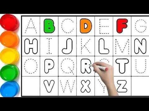 Easy Capital Letters Drawing & Coloring A to Z for Beginners | Phonics ...