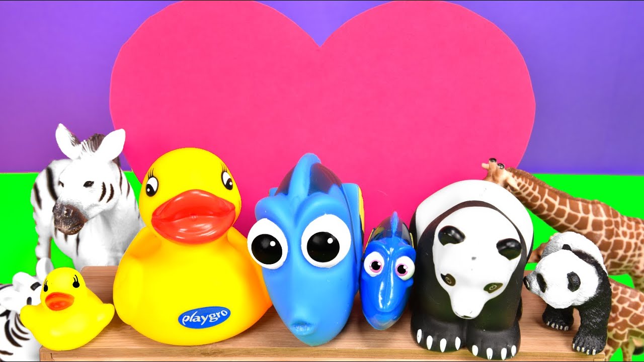 Wild Zoo Animals Toy Matching for Kids ! Lobster Penguin Giraffe Rhino ...