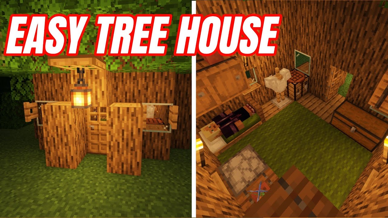 Minecraft: Simple Starter Tree House - YouTube