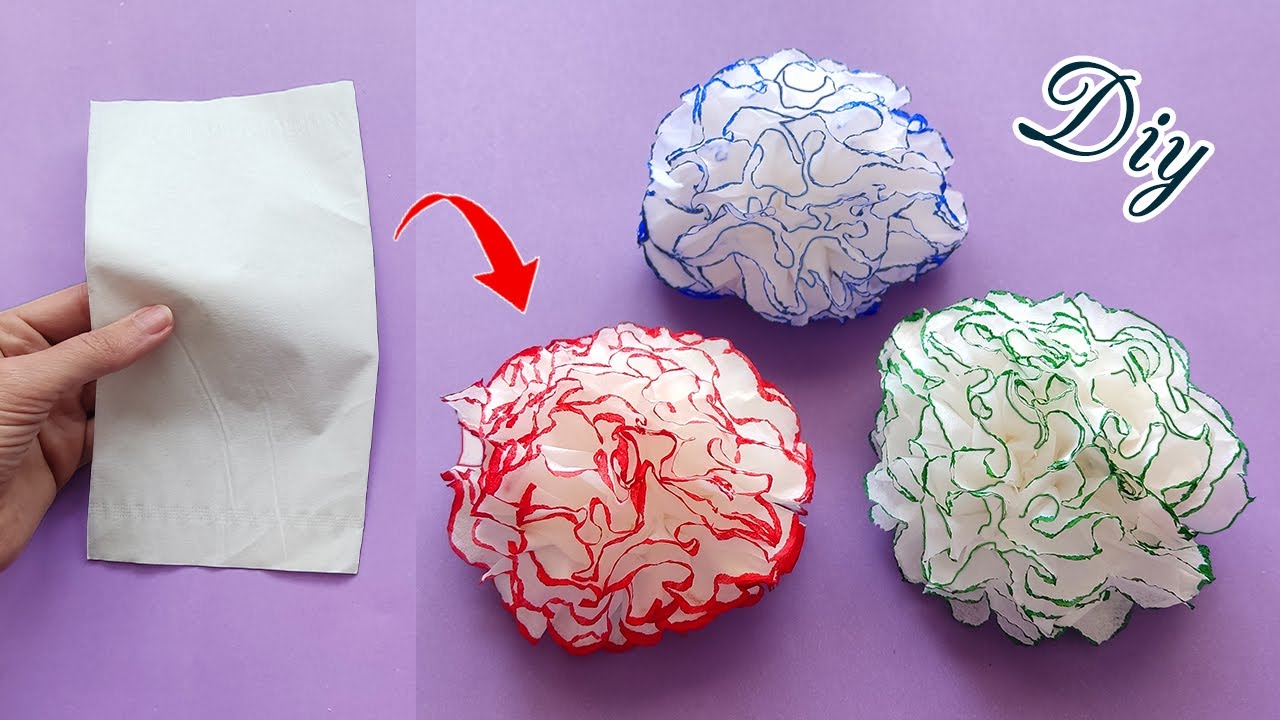 How To Make Round Tissue Paper Flower 💮| Easy White Flowers DIY for ...