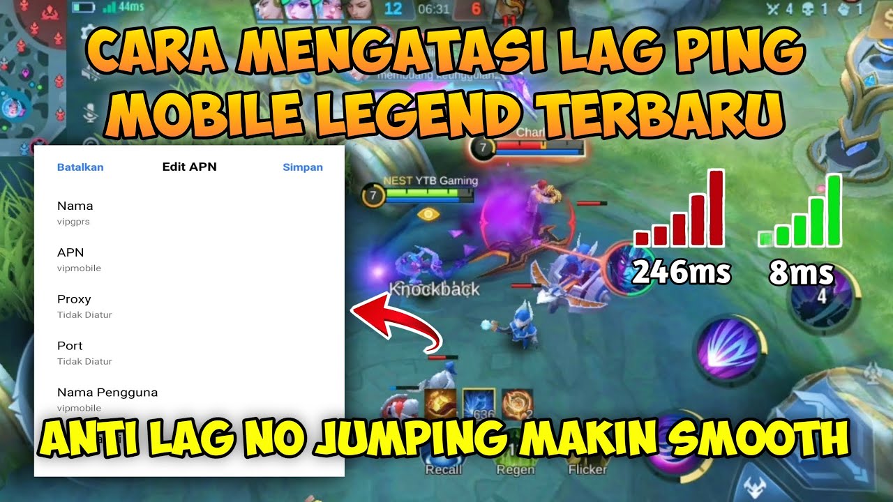 CARA MENGATASI LAG PING MOBILE LEGEND TERBARU WORK 100% | APN SEMUA OPERATOR - YouTube