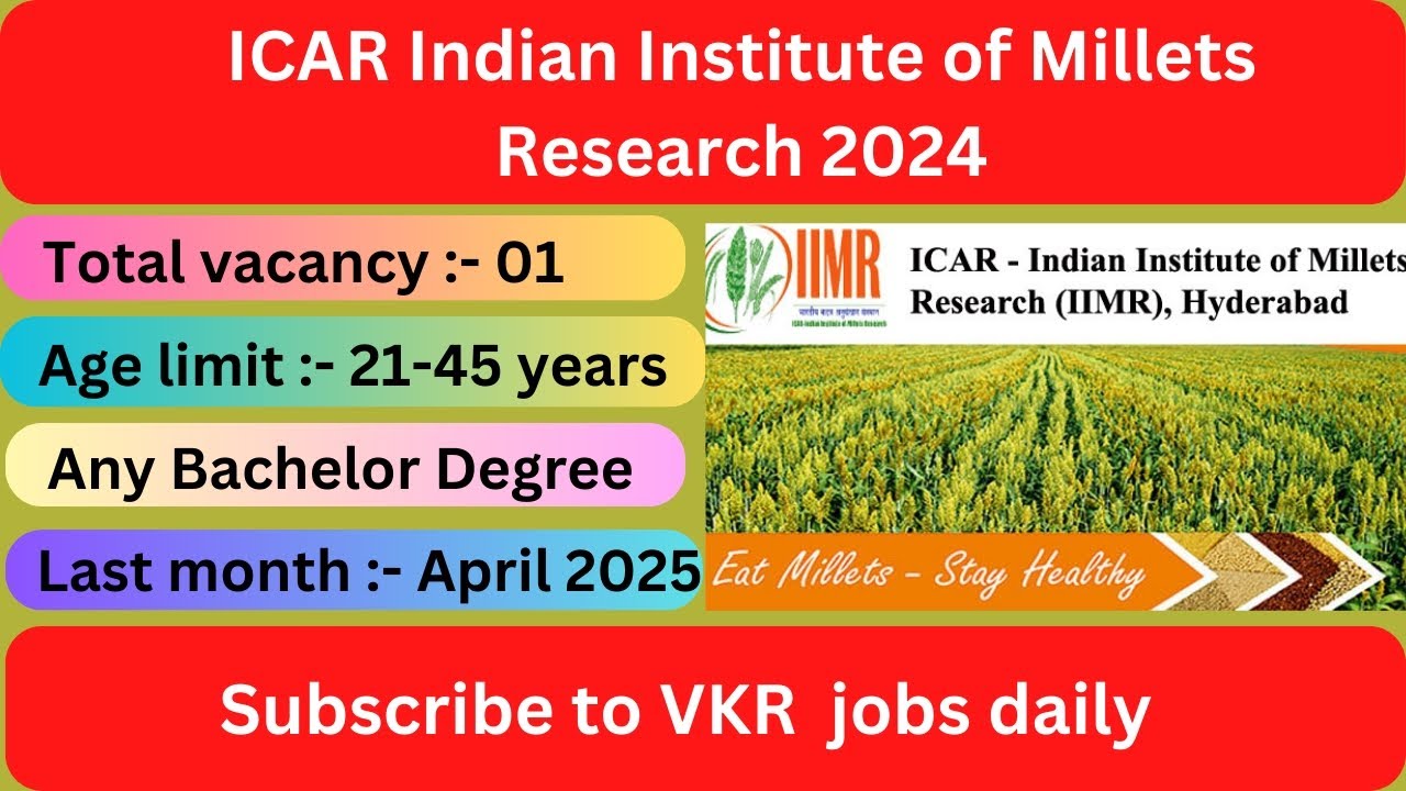 ICAR-INDIAN INSTITUTE OF MILLETS RESEARCH 2024, No Exam | Direct ...