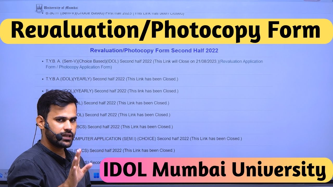 how to fill out the revaluation/photocopy form? IDOL Mumbai University ...