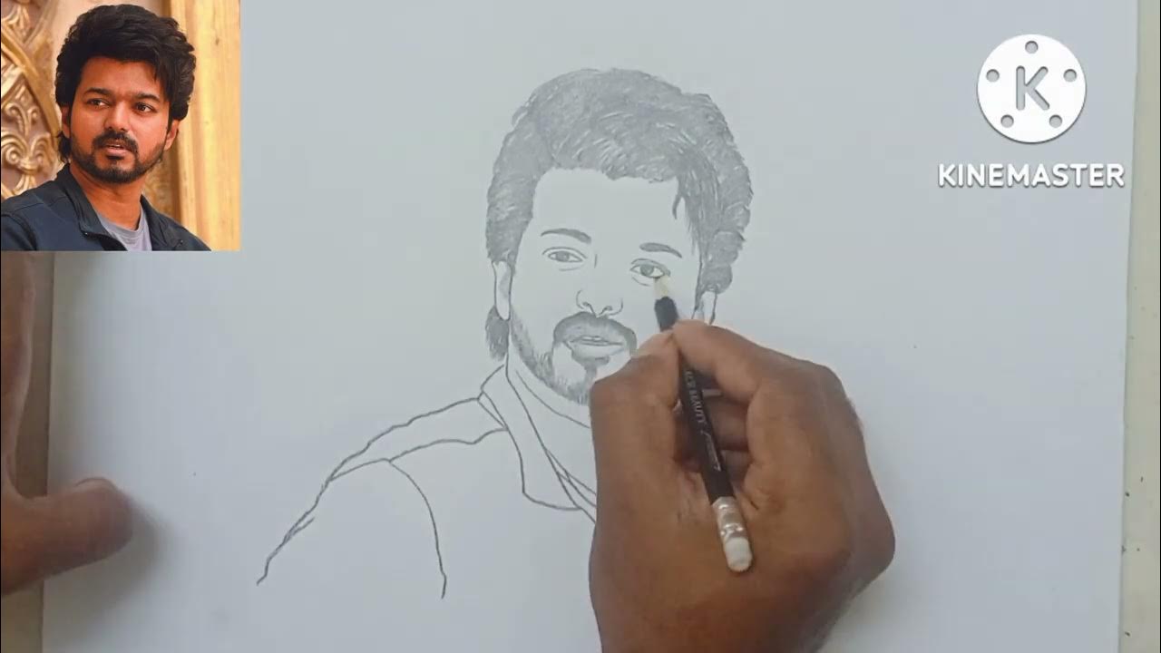 Vijay Thalapathi | VARISU movie |. Vijay Easy drawing @KIDS CIRCLE ...