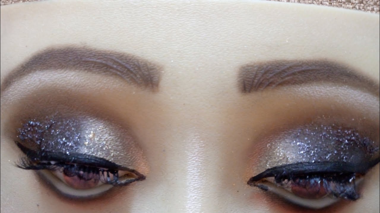 Black glitter eye makeup - YouTube