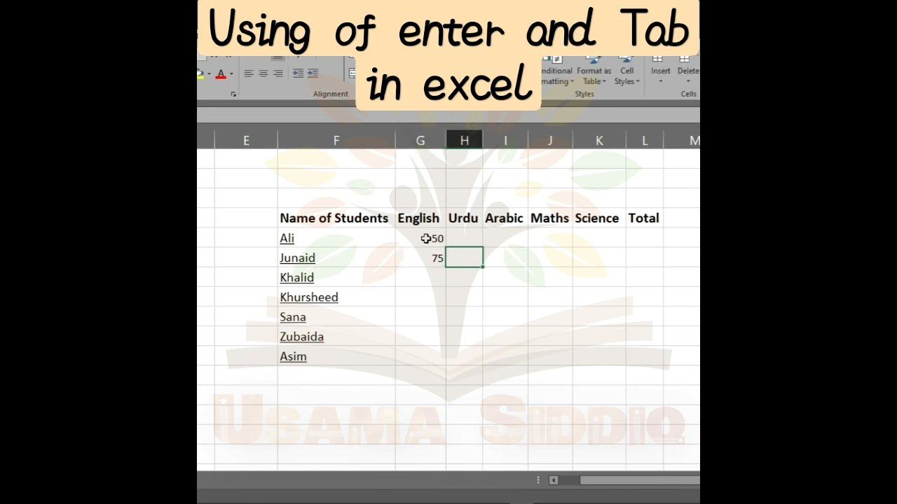 Uses Of Tab And Enter Key In Excel Shorts Short Exceltips Youtube